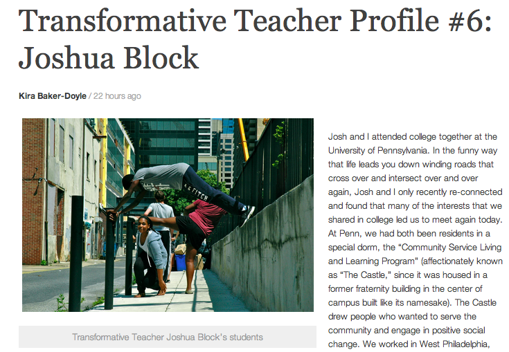 Transformative Teacher Profile | Mr J Block